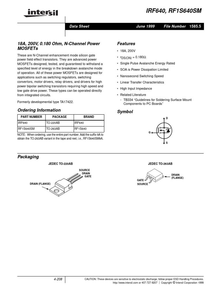 IRF640 | PDF | Field Effect Transistor | Mosfet