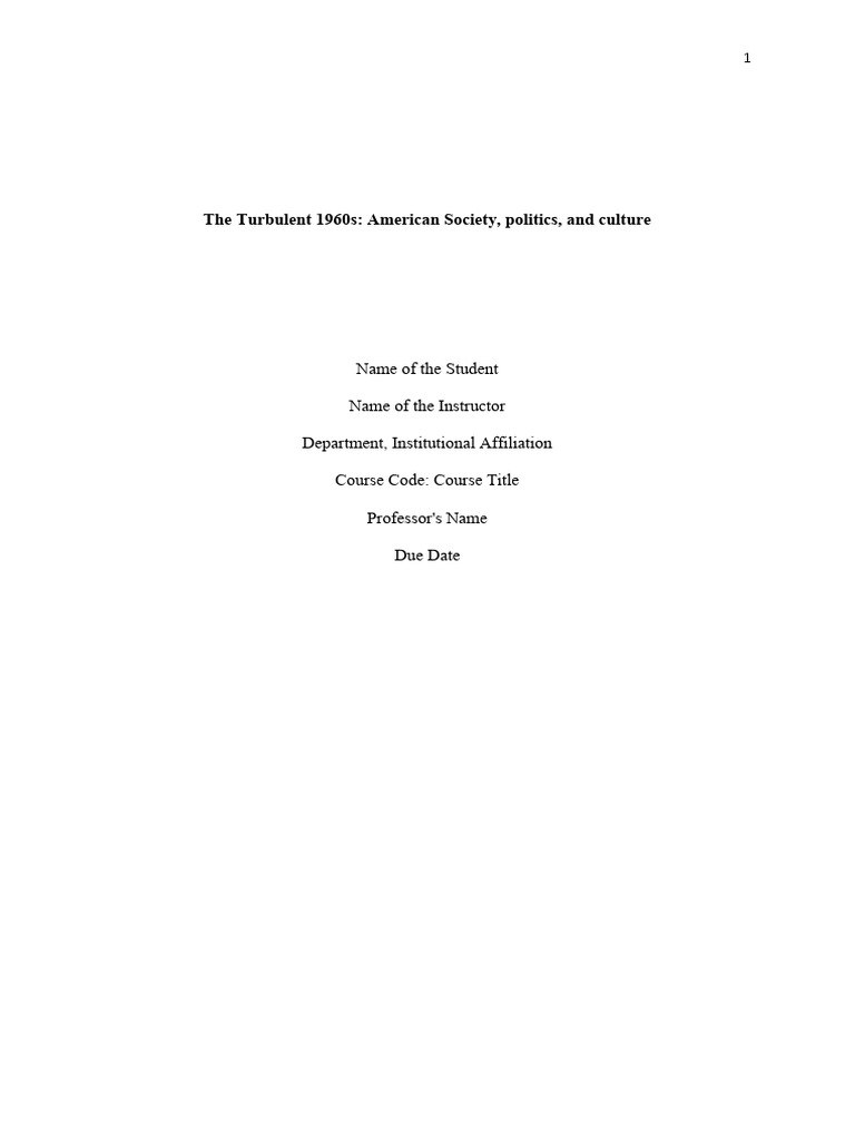 The Turbulent 1960s.. | Download Free PDF | 1960s | Civil And Political ...