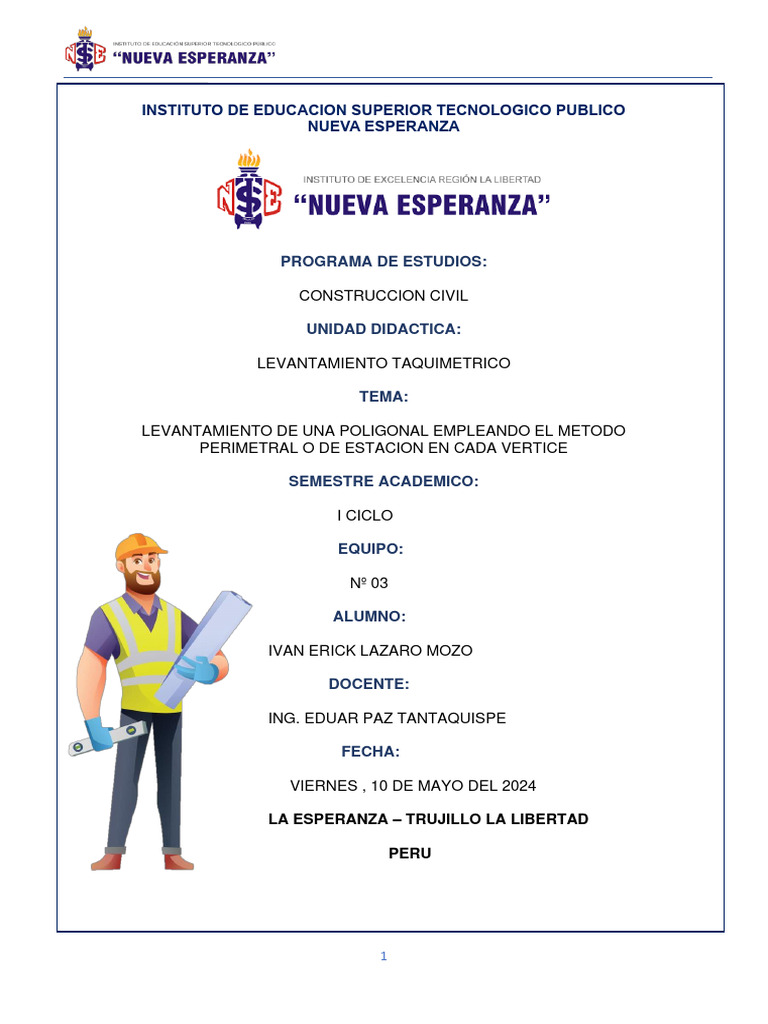 Levantamiento Taquimétrico de Poligonal | PDF | Metrología ...