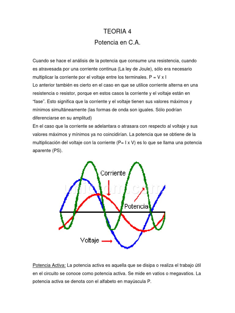 Teoria 4 | PDF | Energia electrica | voltaje