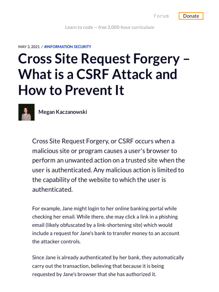 Cross Site Request Forgery - What Is A CSRF Attack and How To Prevent It | PDF | Http Cookie ...