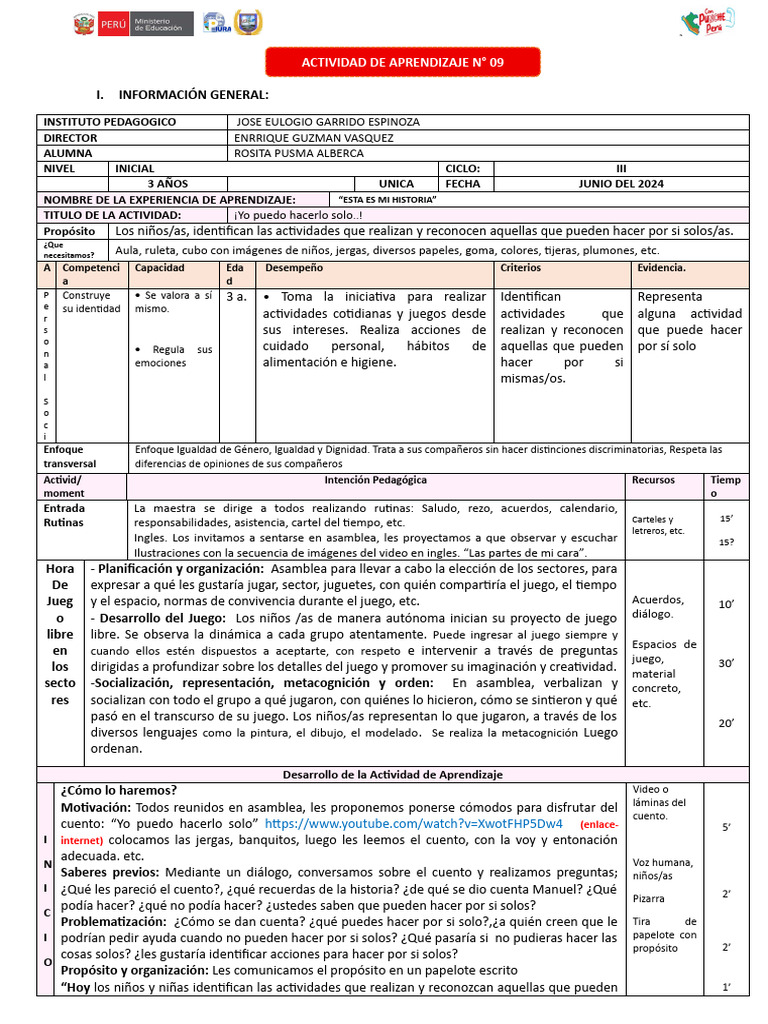 Actividad de Aprendizaje: ¡Yo Puedo Solo! | PDF | Bailes | Ritmo