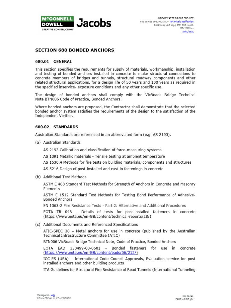 Specification Section 680 Review 240306 | PDF | Concrete | Adhesive