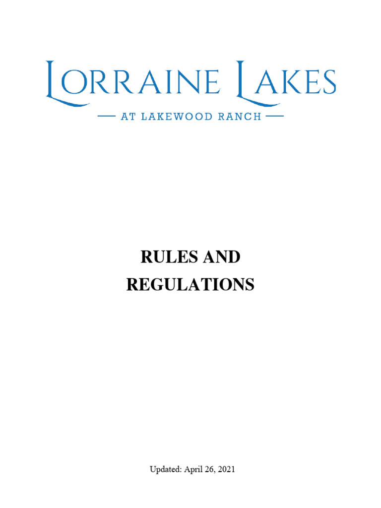 Lorraine Lakes HOA Rules and Regulations | PDF | Lease | Pet