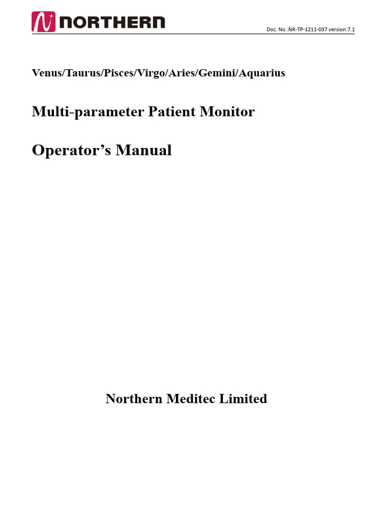 Multi-Parameter Patient Monitor Operator's Manual | Download Free PDF ...