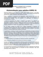 Autoavaliação TDAH: Escala ASRS-18 | PDF | Transtorno de déficit de ...