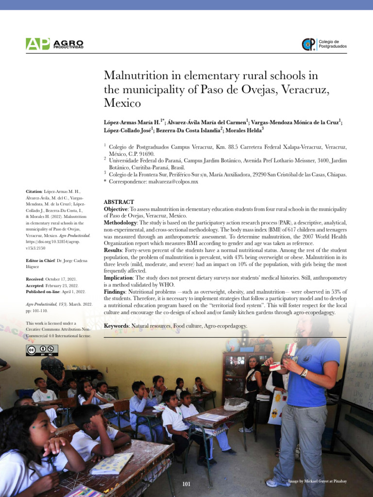 Malnutrition in Elementary Rural Schools in The Municipality of Paso de ...