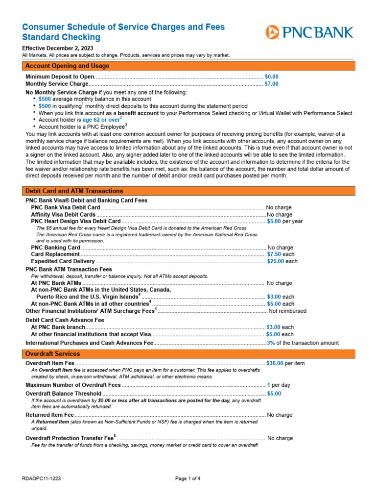 Service Charges Standard Checking A | PDF | Overdraft | Cheque