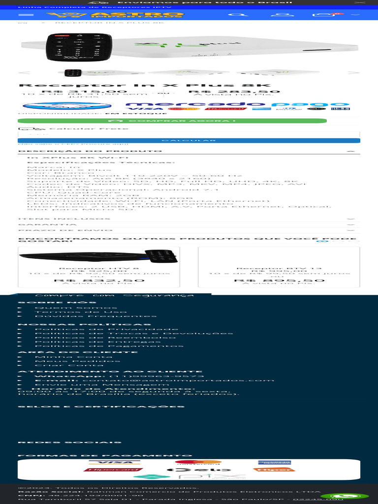 Receptor In X Plus 8K à Venda | PDF | HDMI | Tecnologia da Informação e ...