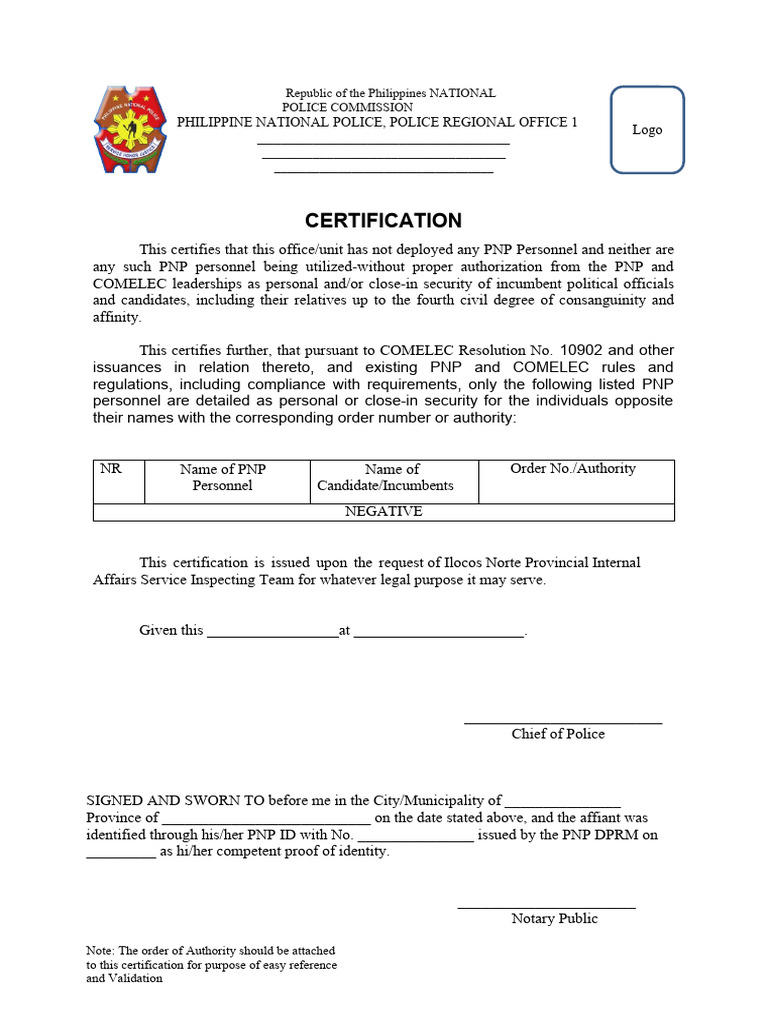 Sample Certification v2 | Download Free PDF | Government