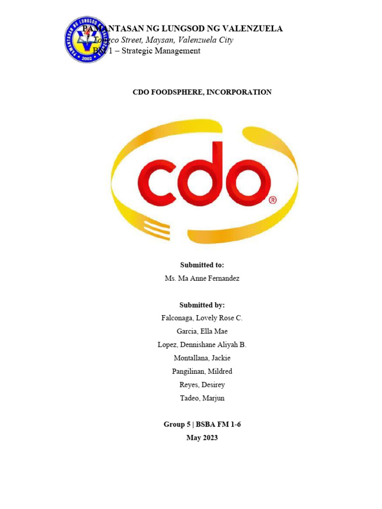 CDO Foodsphere Inc. Company Overview | PDF | Brand | Food Industry