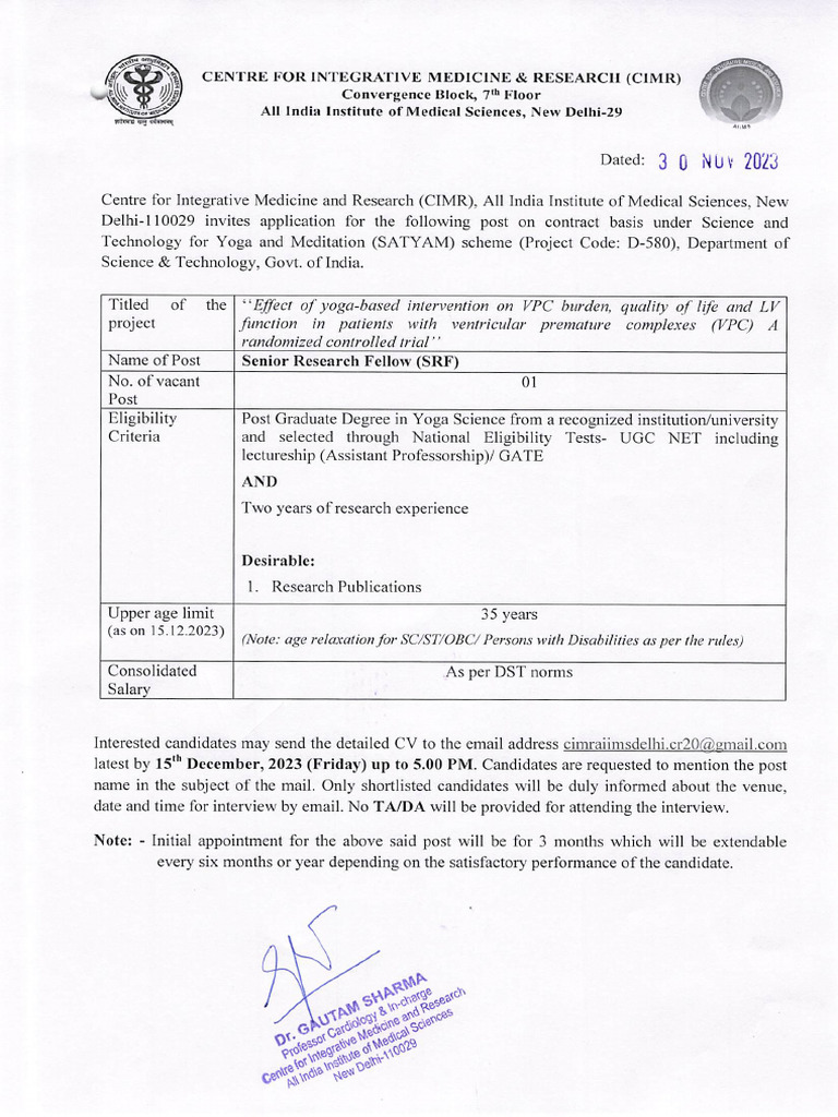 Advt of SRF DST | PDF