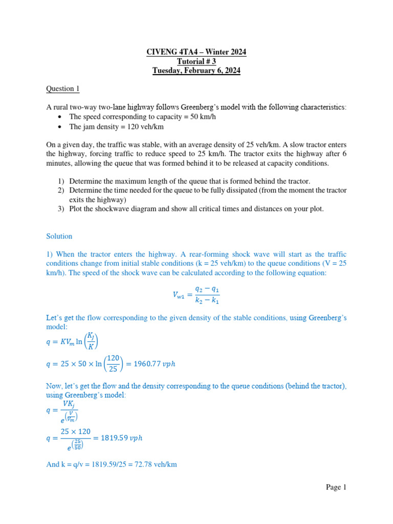 Tutorial 3 - model answer | PDF | Transport Infrastructure | Transport