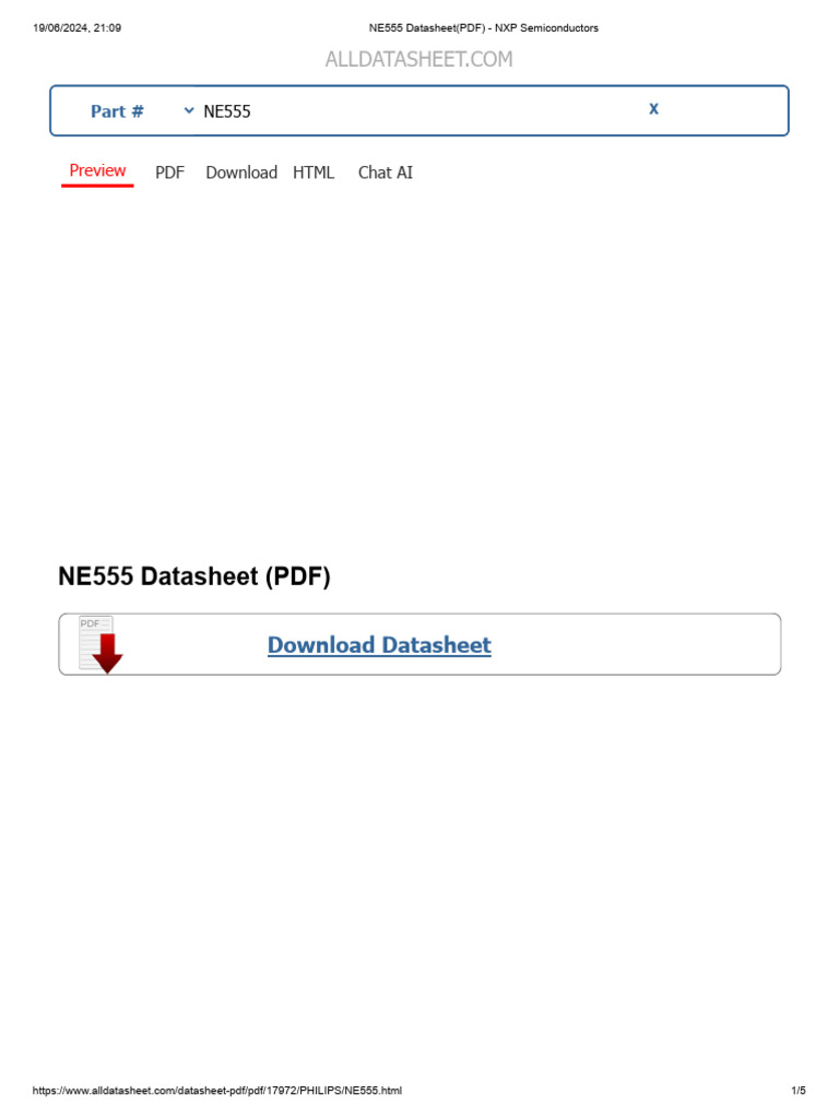 NE555 Datasheet PDF | Download Free PDF | Manufactured Goods | Electrical Components