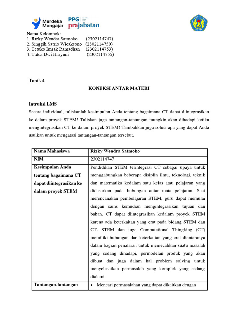 T4 - Koneksi Antar Materi CT | PDF