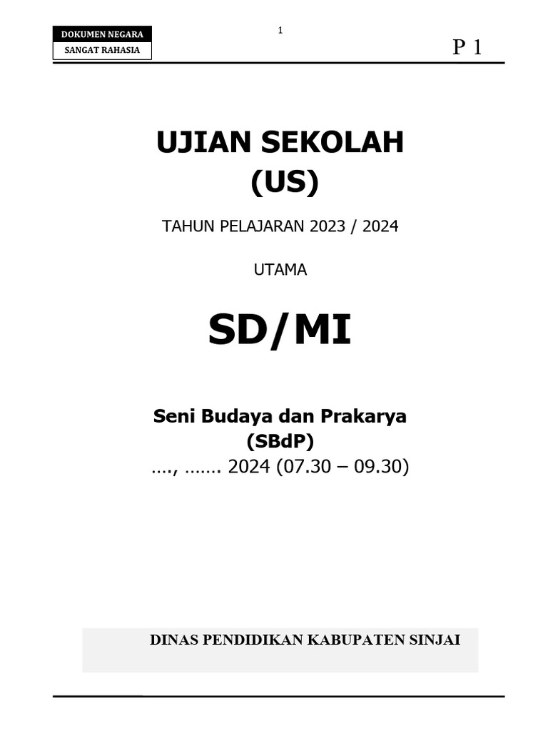 LEMBAR SOAL US 2024 - SBDP - OK | PDF