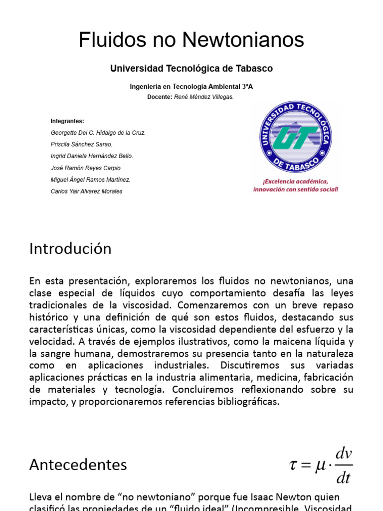 Fluidos No Newtonianos | Descargar gratis PDF | Viscosidad | Líquidos