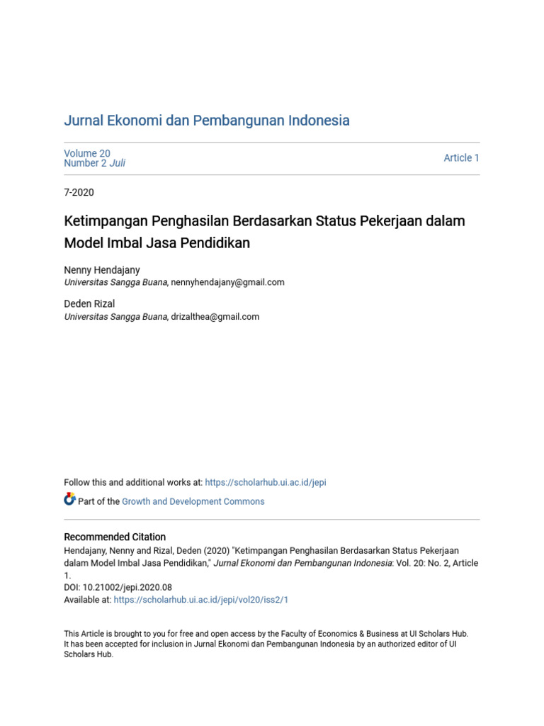 Ketimpangan Penghasilan Berdasarkan Status Pekerjaan dalam Model | PDF