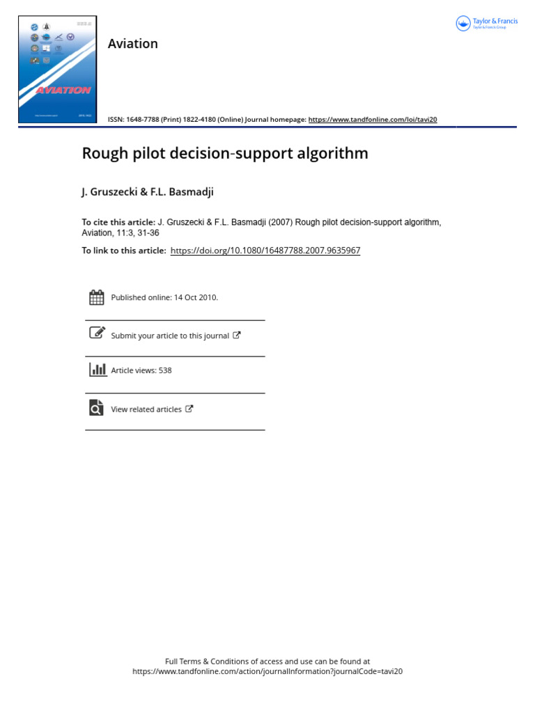 Rough Pilot Decision Support Algorithm | PDF | Force | Mechanics