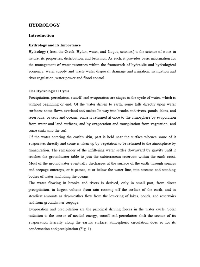 1 Hydrology + | PDF | Precipitation | Hydrology