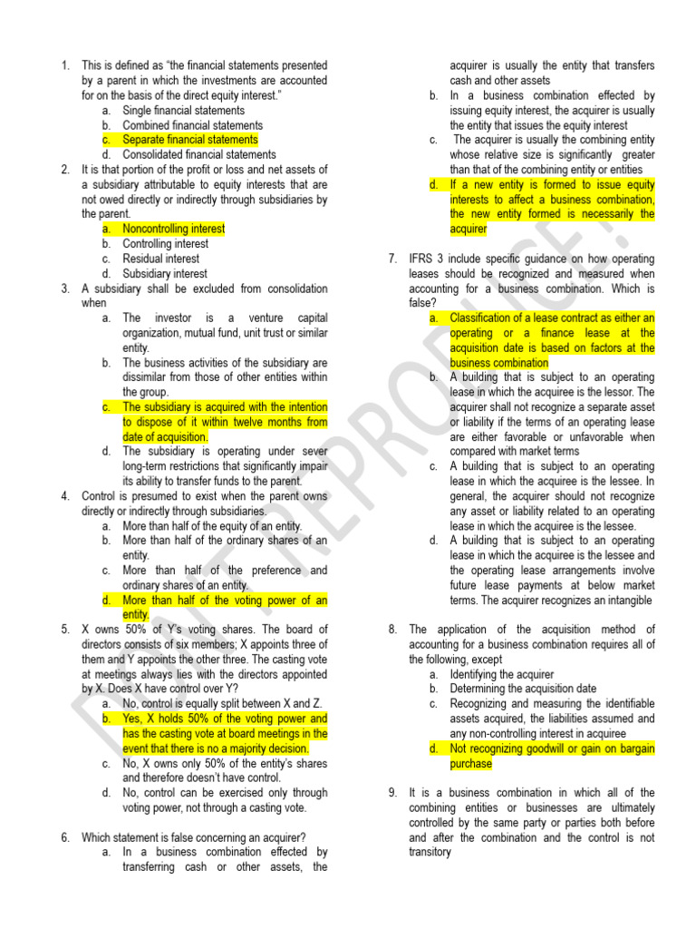 Acctg 305 Semi-Final Examination (With Answers) | PDF | Mergers And ...