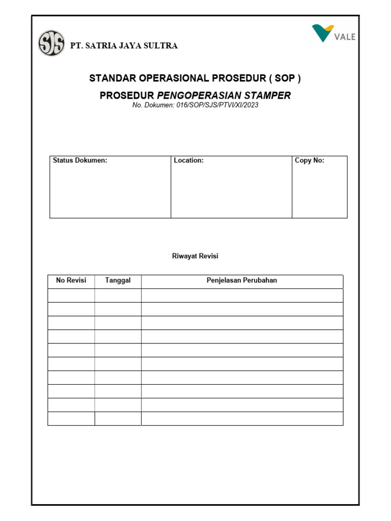 SOP Pengoperasian Mesin Stamper | PDF