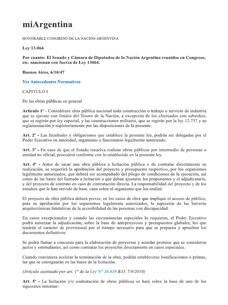 TP4 - Documento Extra 2 - Ley 13064 | PDF