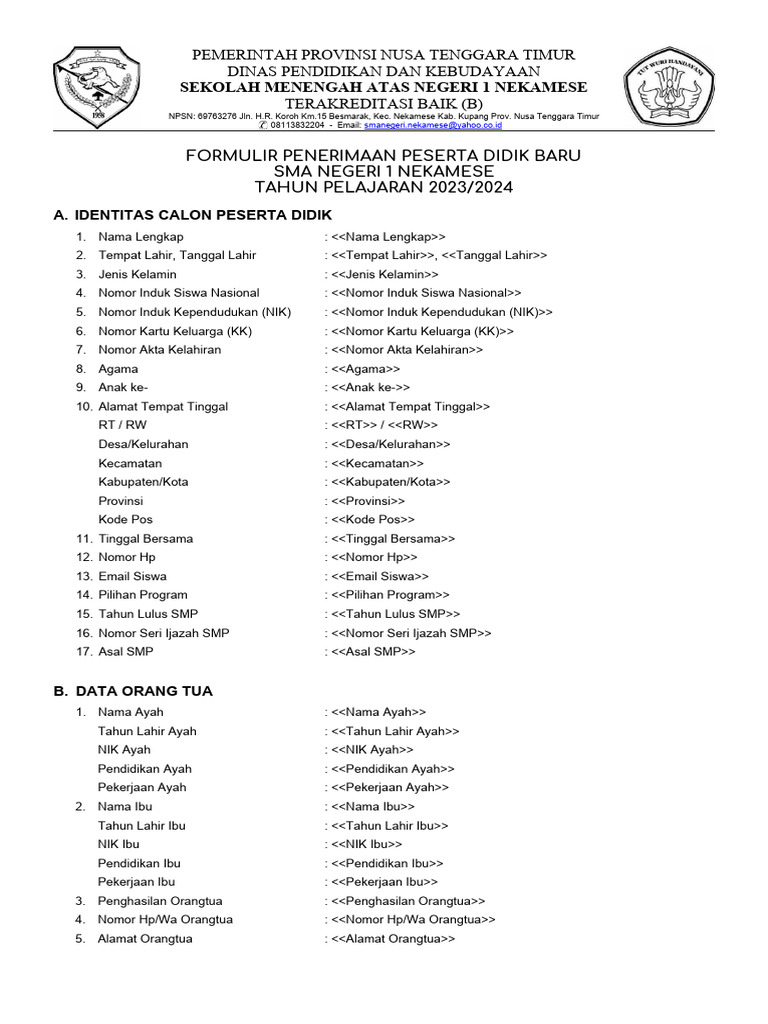 Form PPDB 2023 | PDF