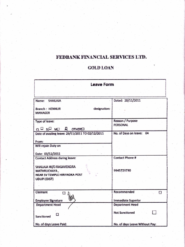 Government Employee Leave Application | PDF