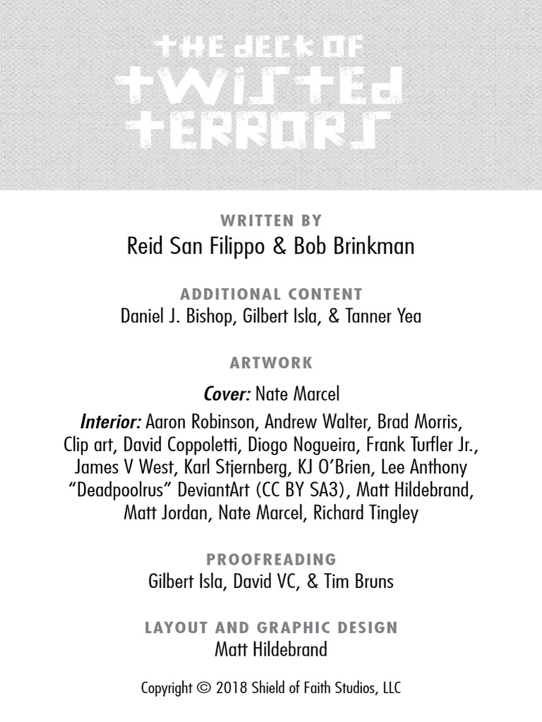 CUBM Deck of Twisted Terrors | Download Free PDF | License | Copyright