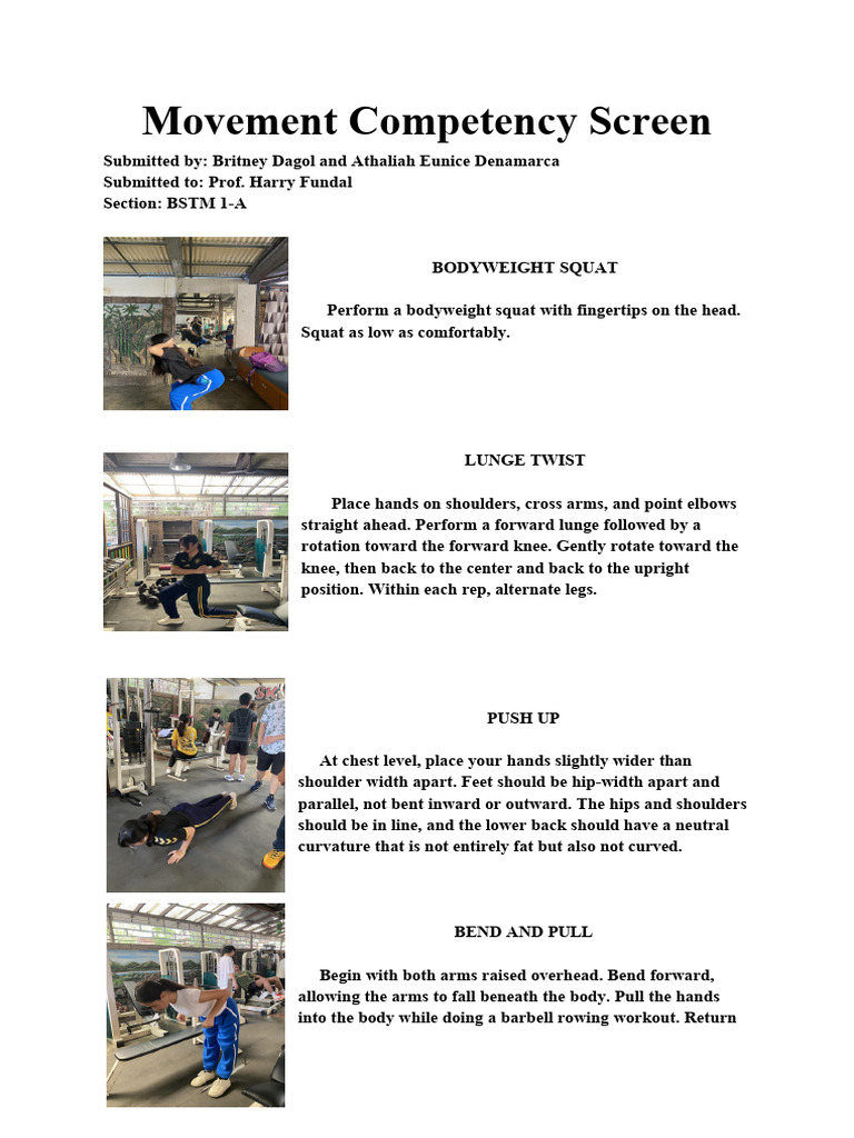 PATHFIT - Movement Competency Screen. DAGOL AND DENAMARCA | PDF ...