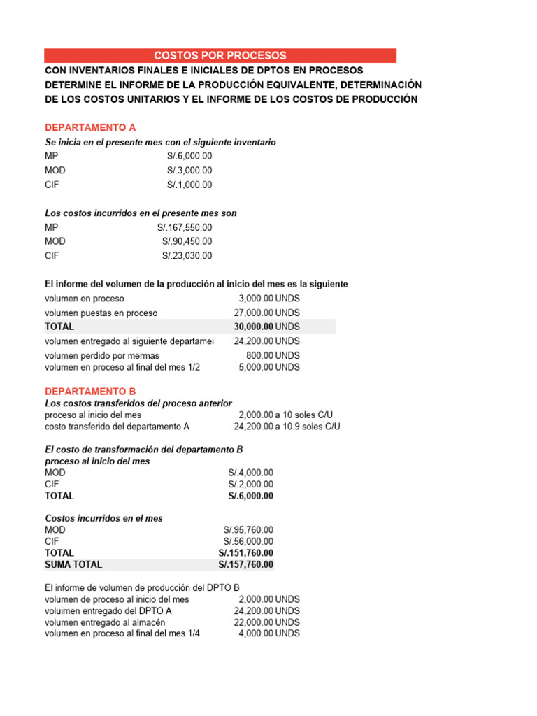 Caso Costos Por Procesos | PDF