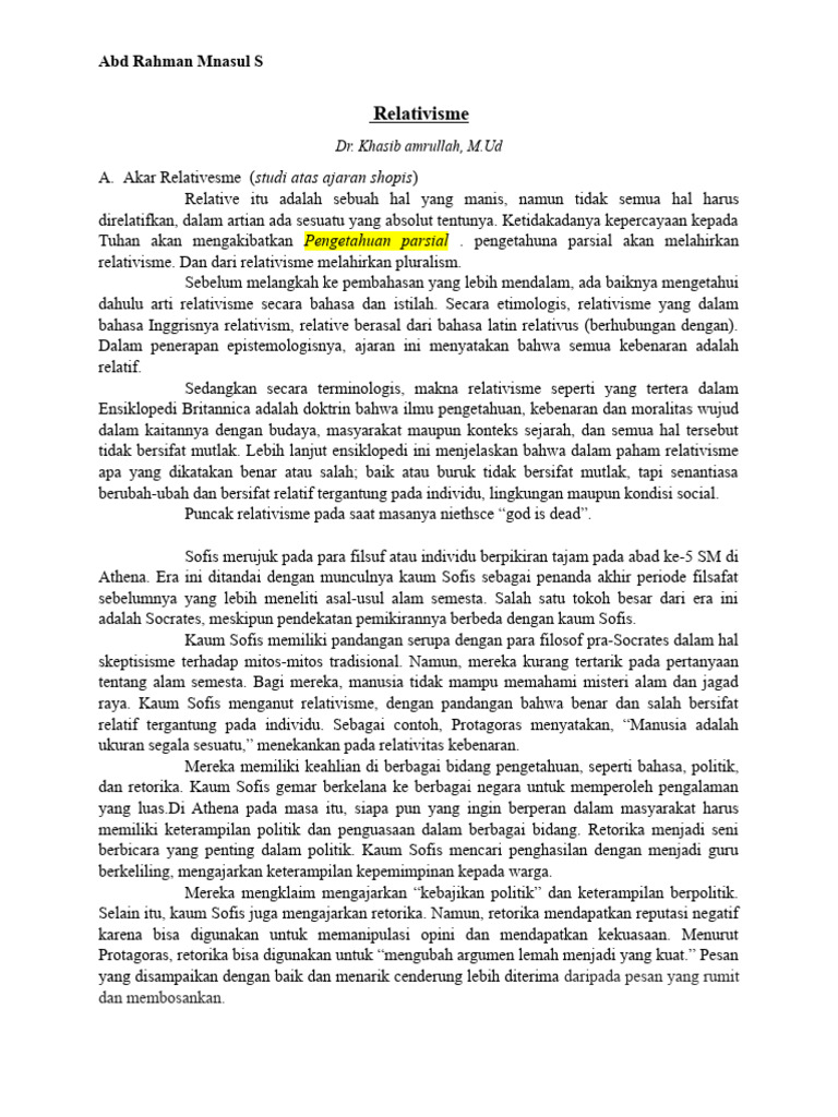 Relativisme dan Warisan Sofis | PDF