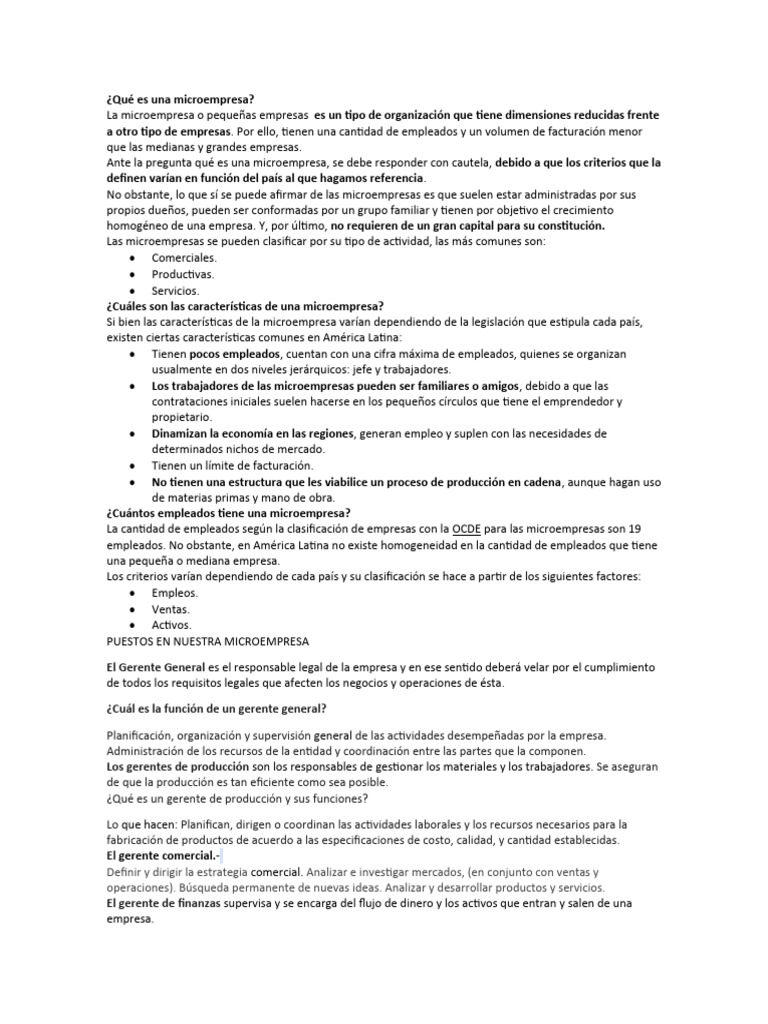 Qué es una microempresa | PDF | Logística | Business