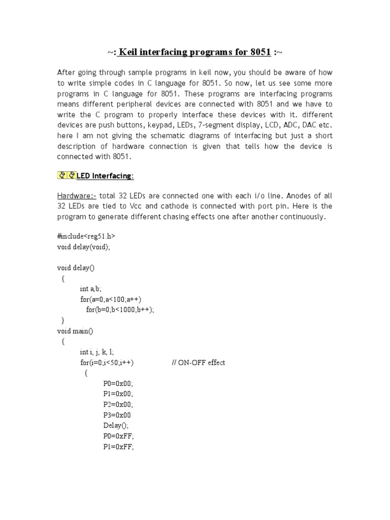 Keil Interfacing Programs For 8051 | PDF | Analog To Digital Converter ...
