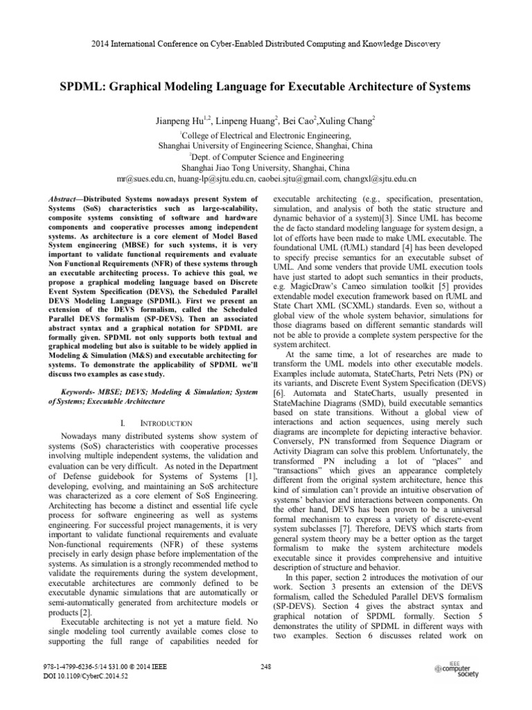 SPDML: Graphical Modeling Language For Executable Architecture of Systems | PDF | Conceptual ...