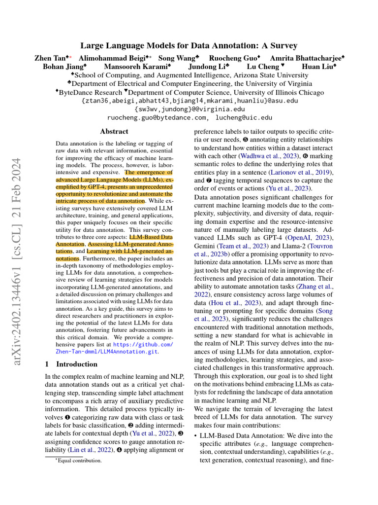 Large Language Models For Data Annotation A Survey Pdf Annotation