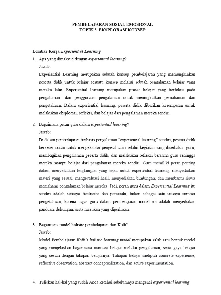 Eksplorasi Experiential Learning | PDF