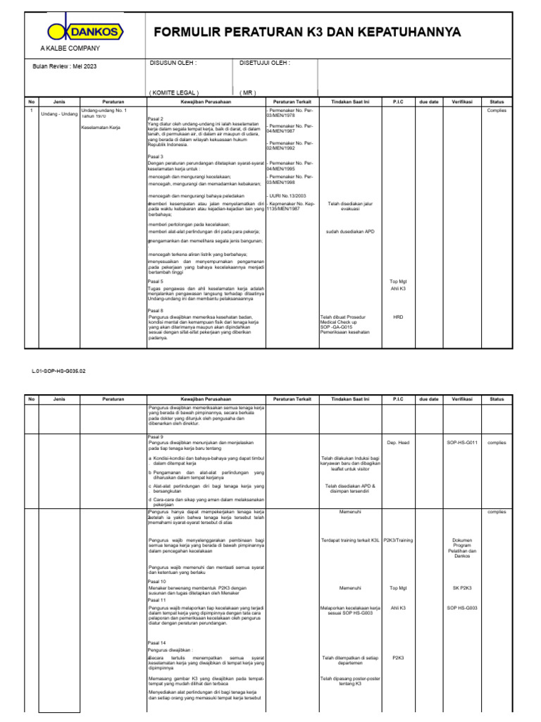 Update Legal K3 Nov 23 | PDF