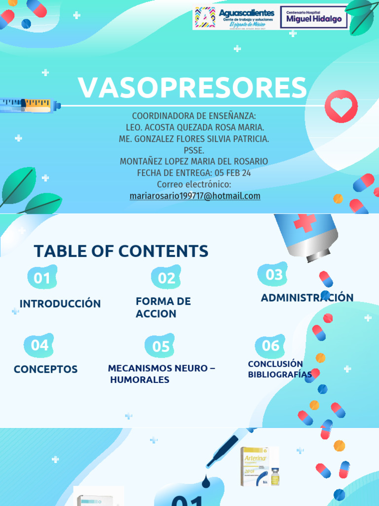 Vasopresores 05 Feb 24 | PDF | Presión sanguínea | Medicina CLINICA