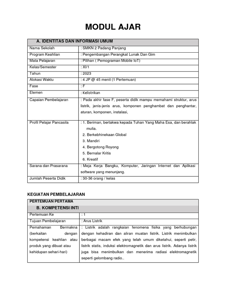 Modul Ajar IOT | PDF
