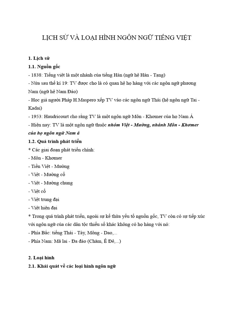 ÔN THI NMVN - Lịch Sử, Loại Hình, Ngữ Âm | PDF