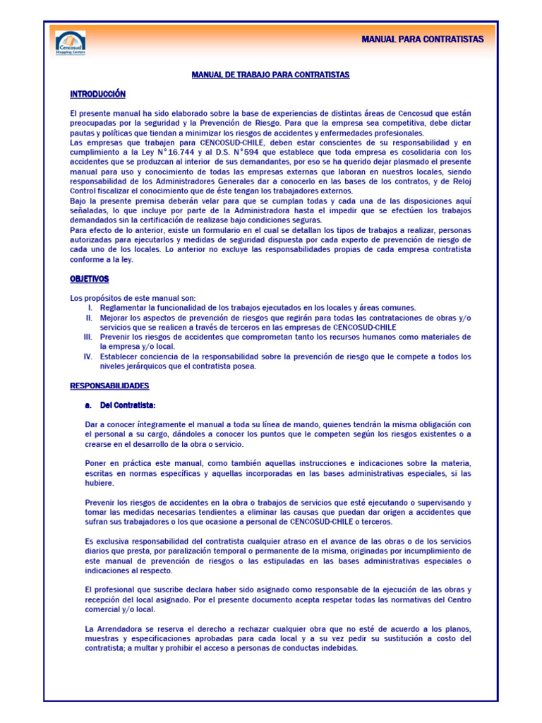 Manual para Contratistas | PDF