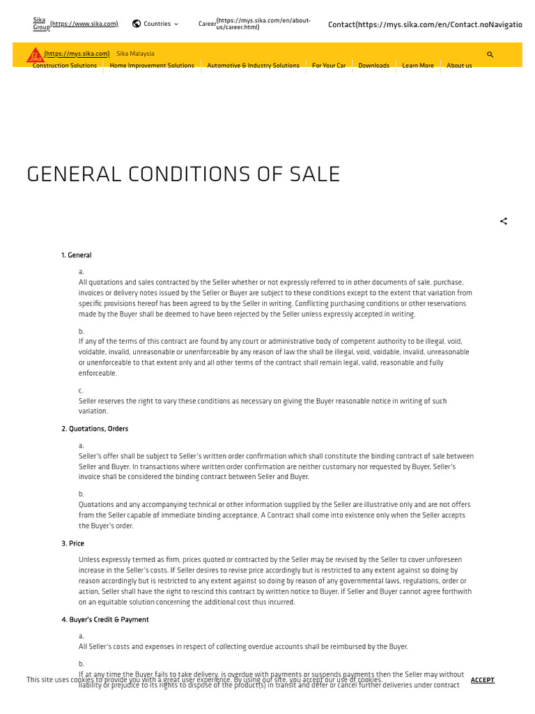 General Conditions of Sale | PDF | Legal Liability | Indemnity
