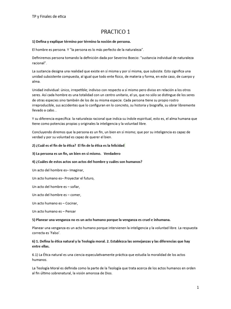 Practicos de Etica | PDF | Moralidad | Virtud