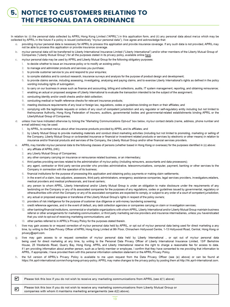 Notice To Customers Relating To The Personal Data Ordinance | PDF ...