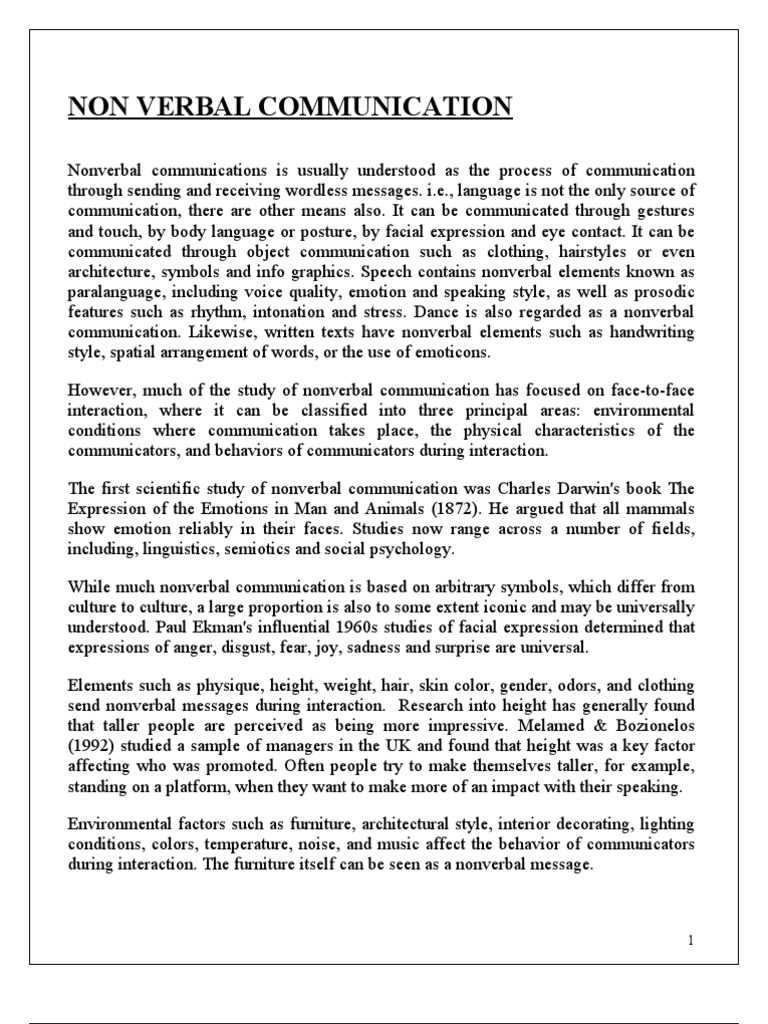 Non Verbal Communication | PDF | Nonverbal Communication | Gesture