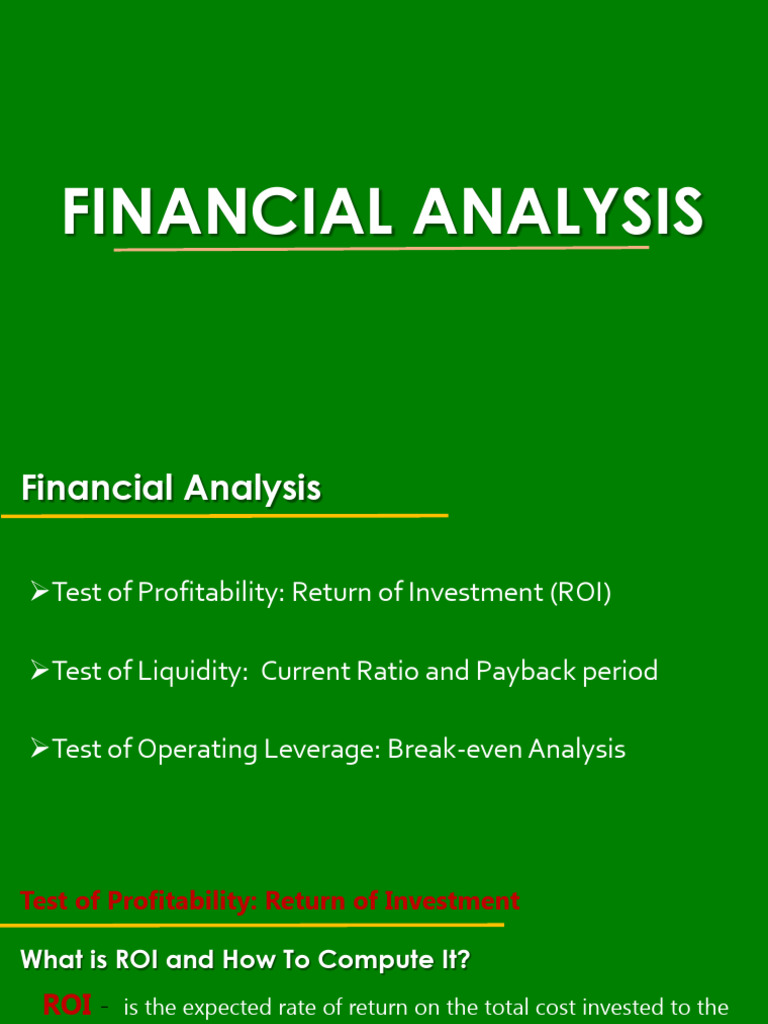 Simple Financial Analysis | Download Free PDF | Return On Investment ...