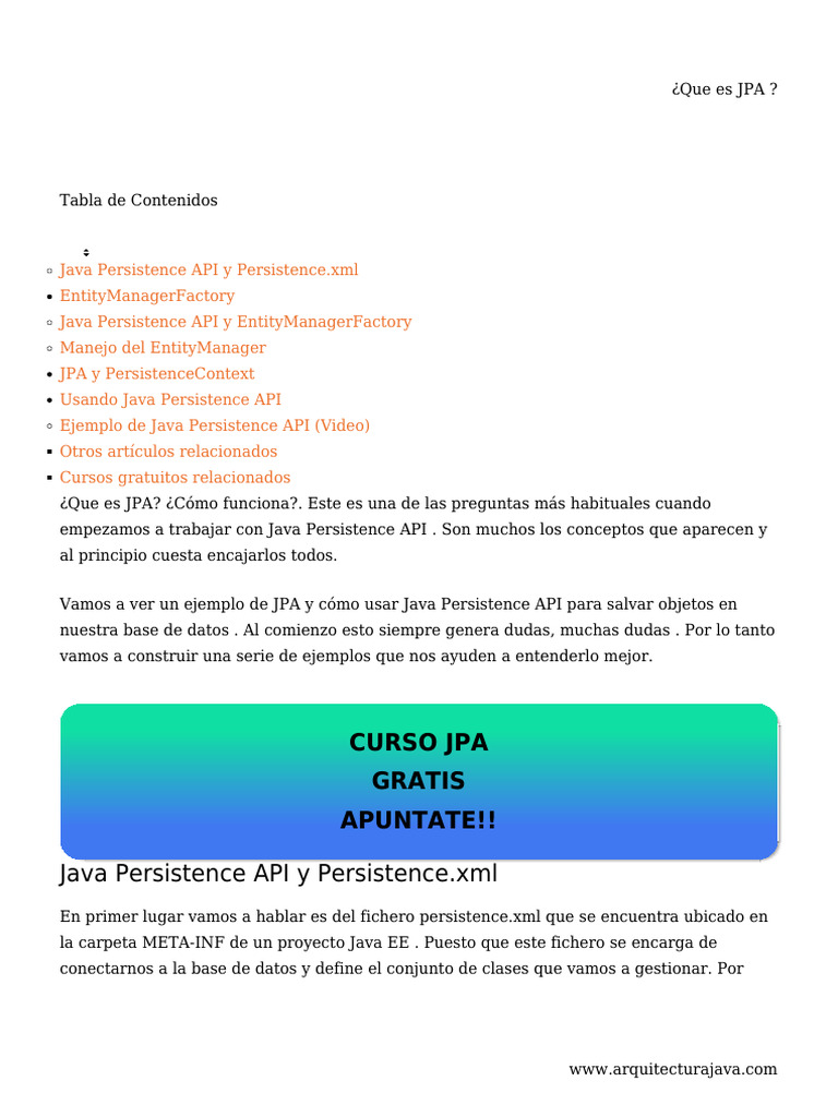 ¿Que Es JPA | PDF | Java (lenguaje de programación) | Plataforma Java
