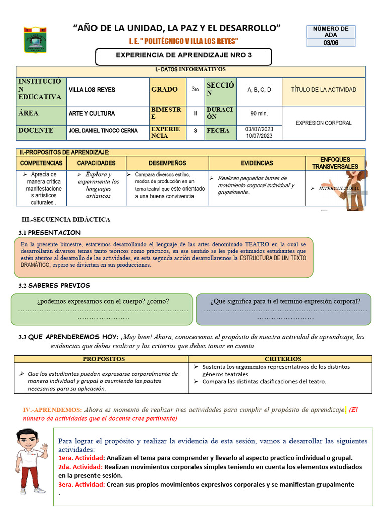 ADA (03.SB.) Expresion Corporal | PDF | Aprendizaje | Comunicación humana ADA (03.SB.) Expresion Corporal | PDF | Aprendizaje | Comunicación humana